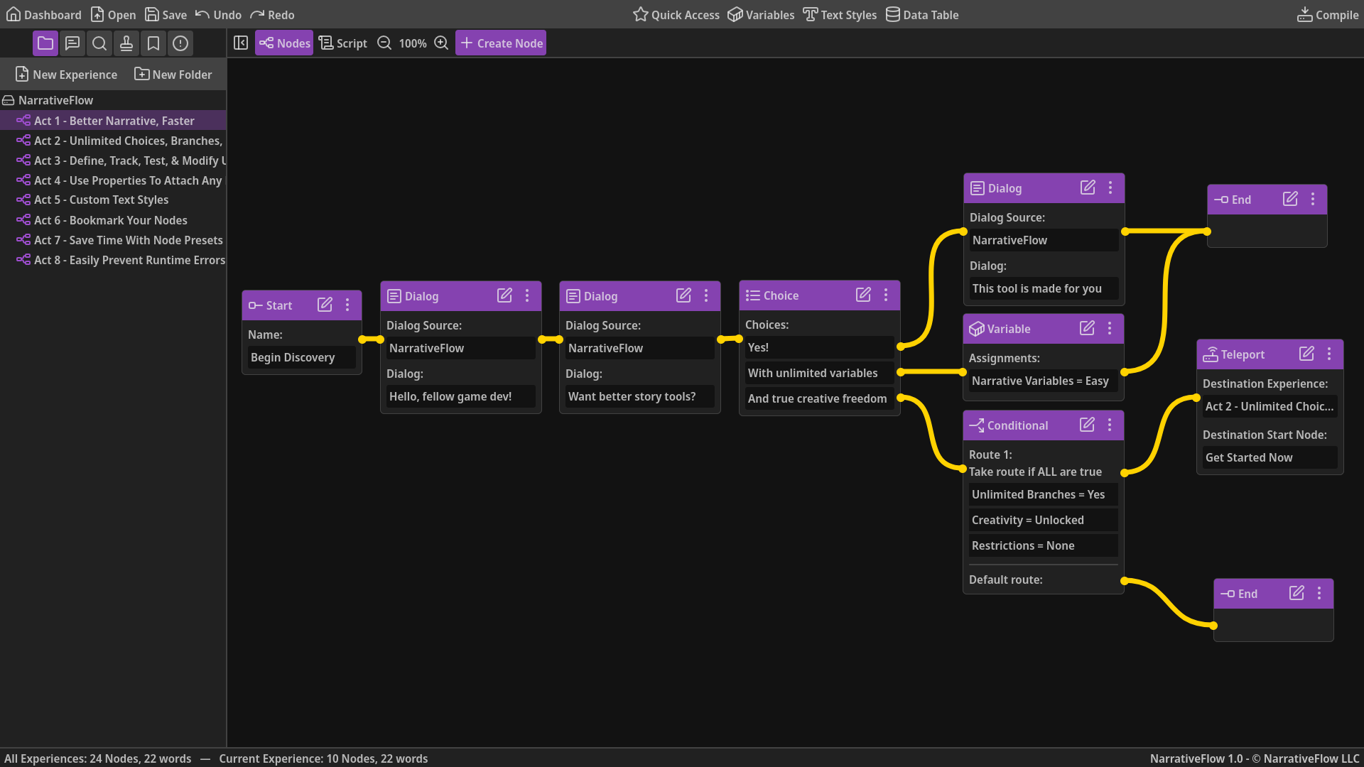 NarrativeFlow | Visually Design Dynamic Video Game Narrative